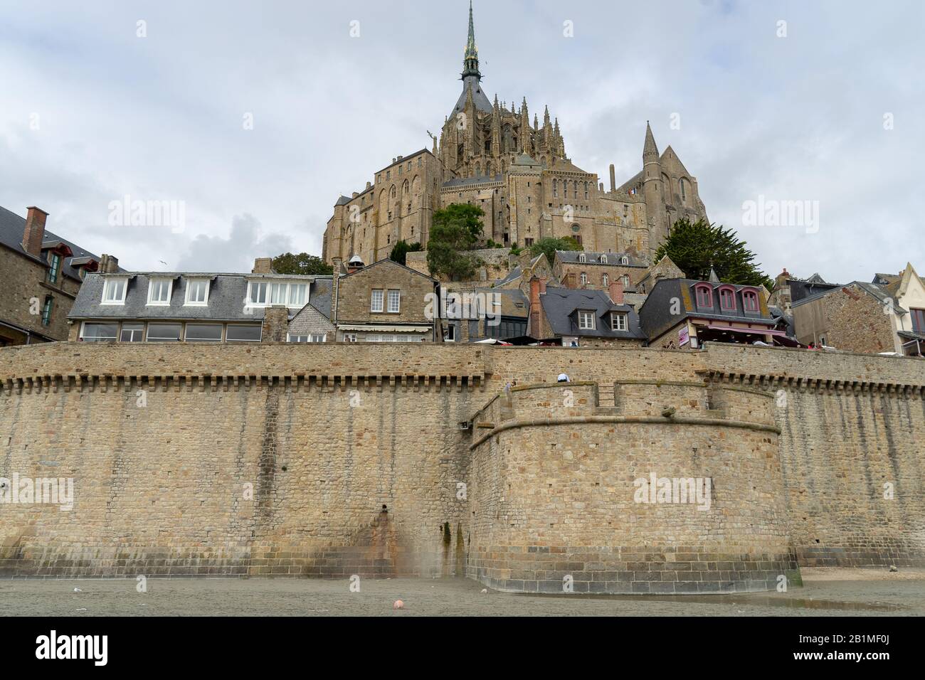 Normandy abbey attraction for vacation tourism in cloudy weather Stock ...