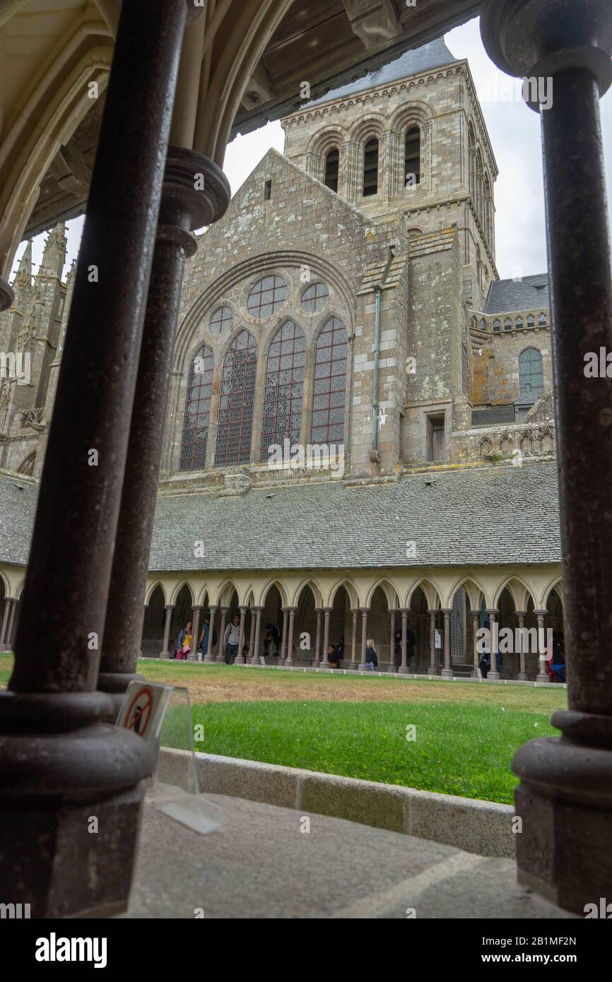 Normandy abbey attraction for vacation tourism in cloudy weather Stock ...