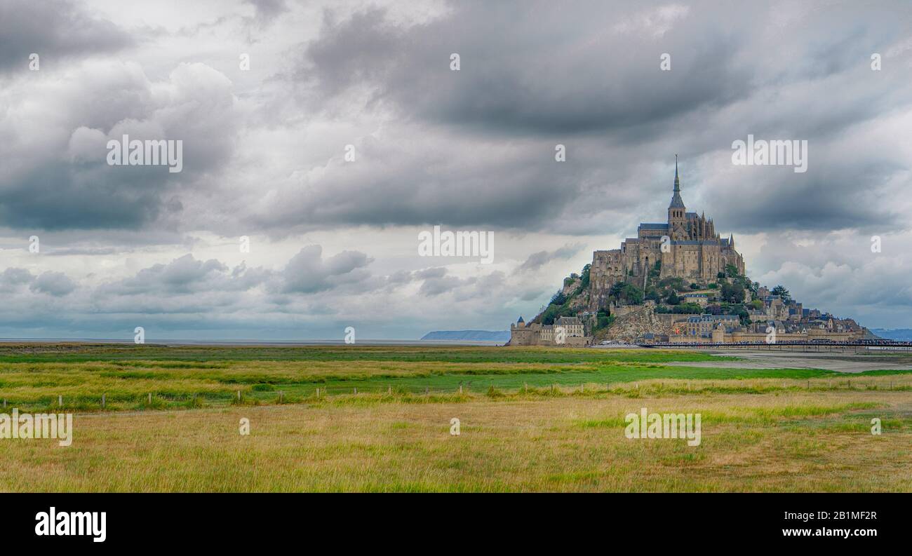 Normandy abbey attraction for vacation tourism in cloudy weather Stock ...