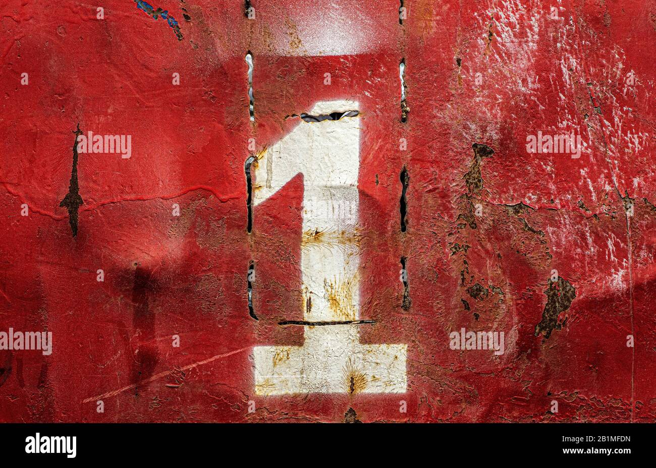 Numbers on an old rusty metal background. Texture of old paint and rust ...