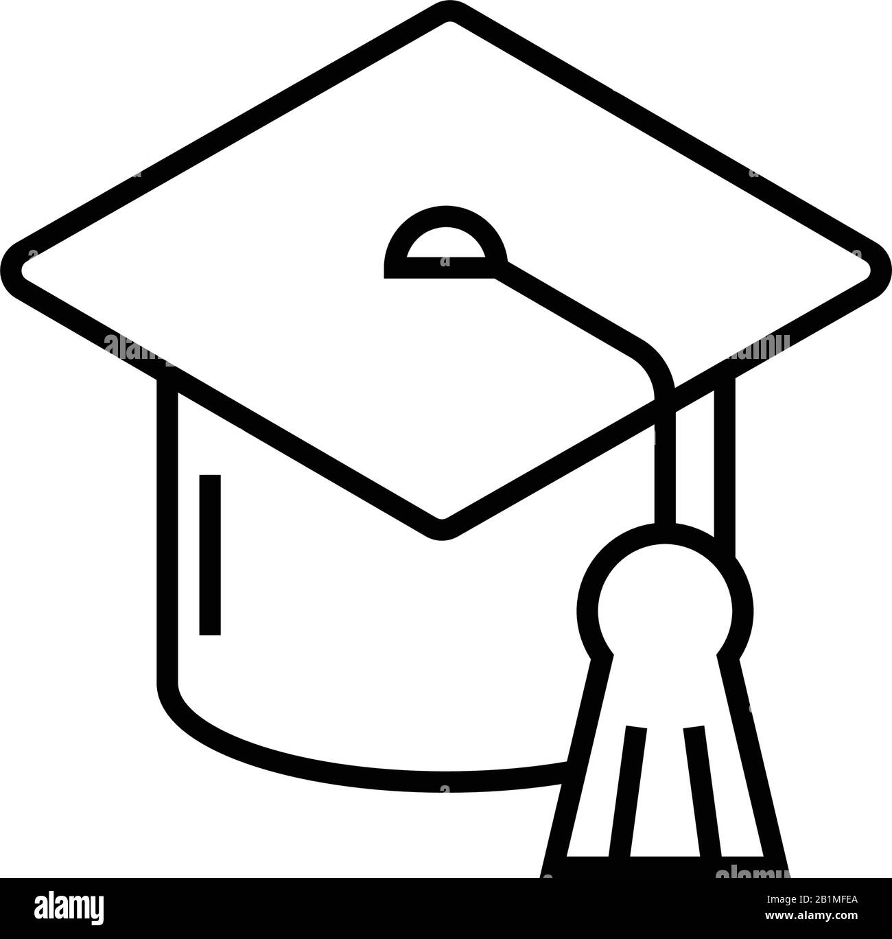 Graduation cap line icon, concept sign, outline vector illustration ...