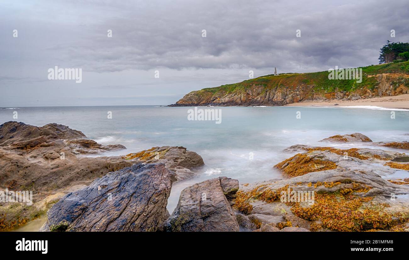 Romantic sea view on Britanny coast in summer vacation Stock Photo - Alamy
