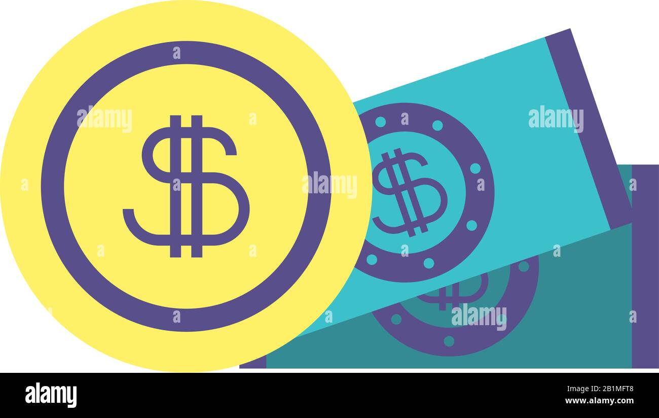 cash with symbol dollar on white background vector illustration design ...