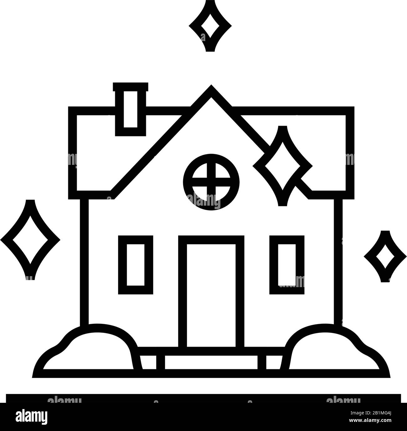 Housecleaning line icon, concept sign, outline vector illustration ...