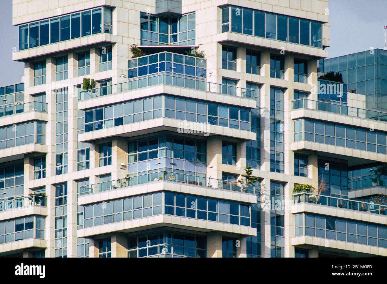 Tel Aviv Israel February 25, 2020 View of the facade of a modern ...