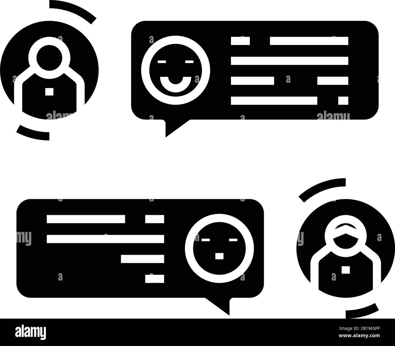 Chat messages black icon, concept illustration, vector flat symbol ...