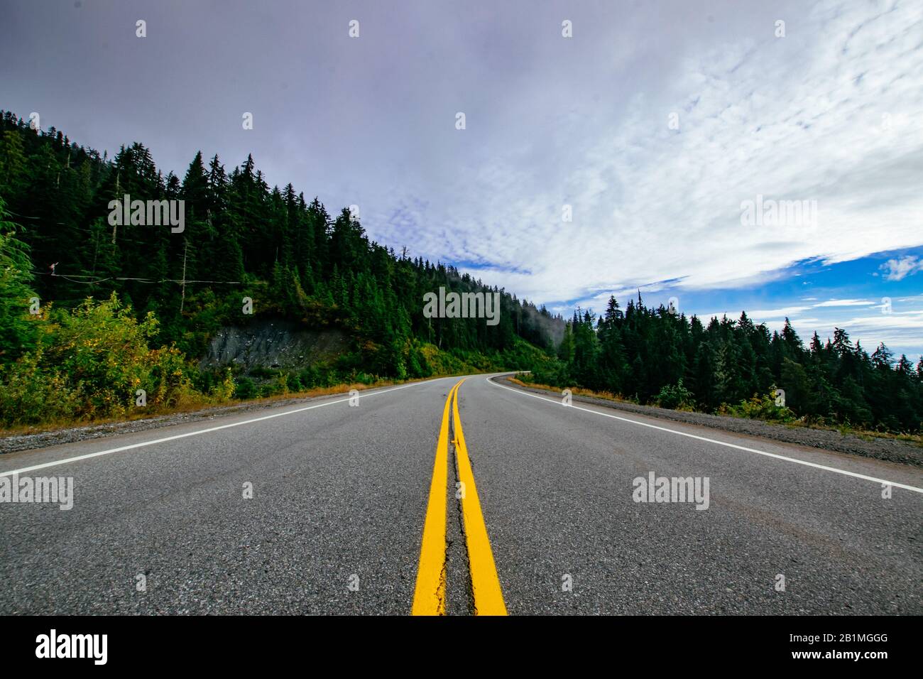wide angle of street with line in the middle Stock Photo - Alamy