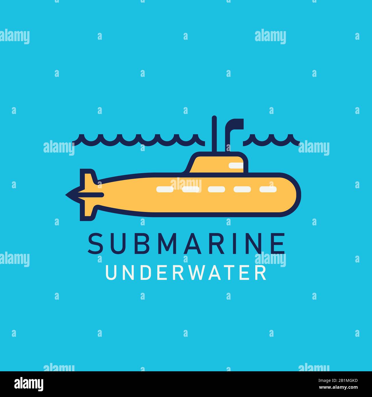 Flat illustration of a yellow submarine with a periscope Stock Vector ...