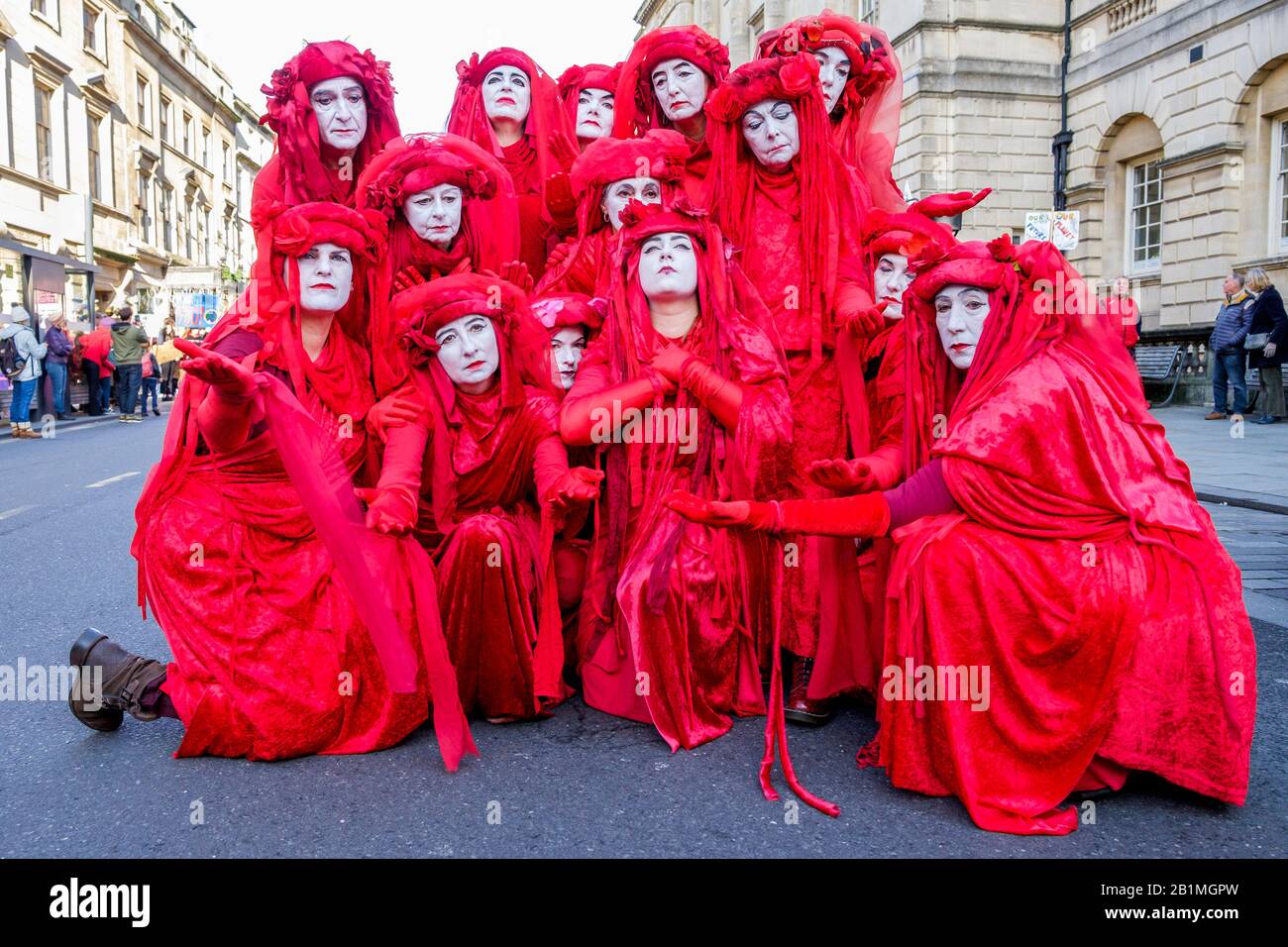 Extinction Rebellion Red Brigade protesters are pictured in Bath as ...
