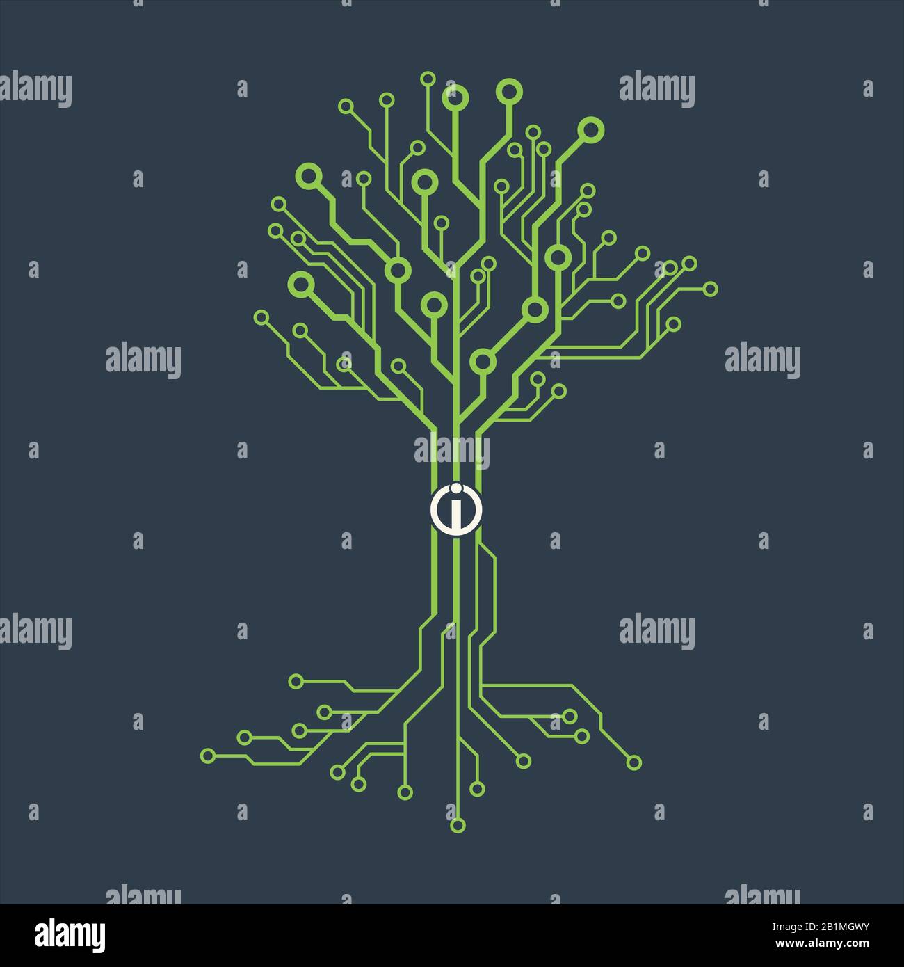 Circuit board tree symbol. Computer tree with motherboard elements ...