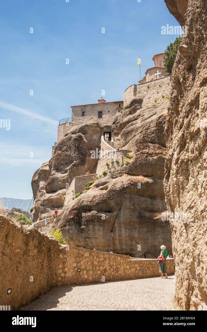 Meteora Monasteries, staircase to Varlaam Monastery located on top of ...