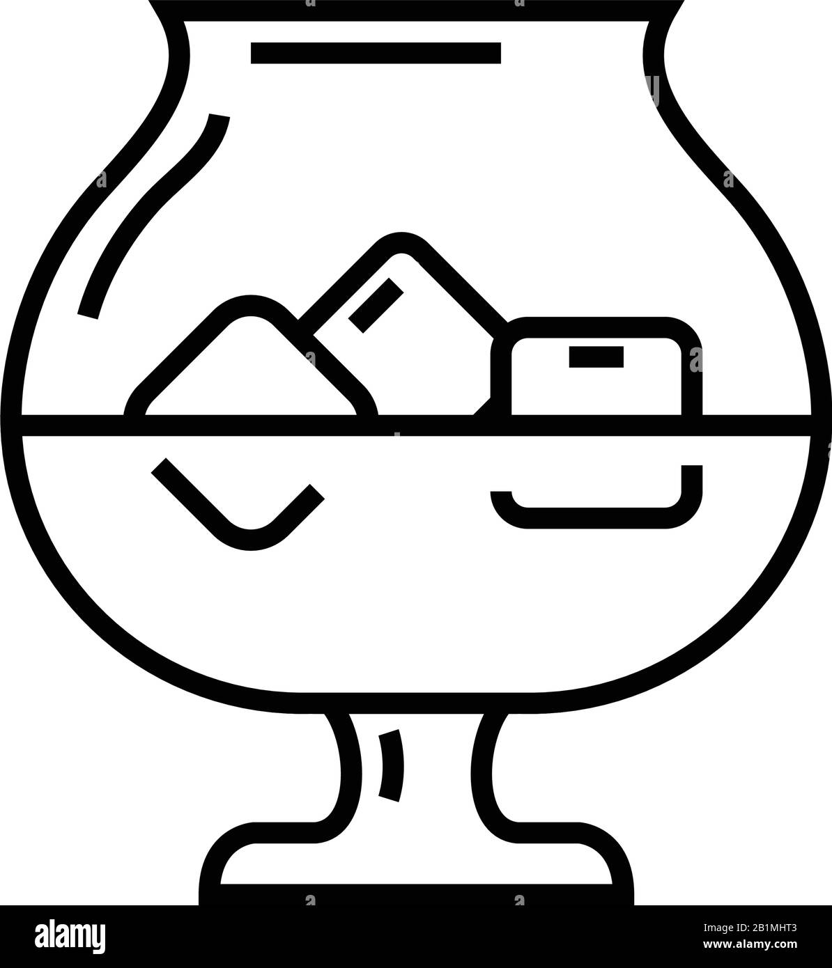 Glass with ice line icon, concept sign, outline vector illustration ...