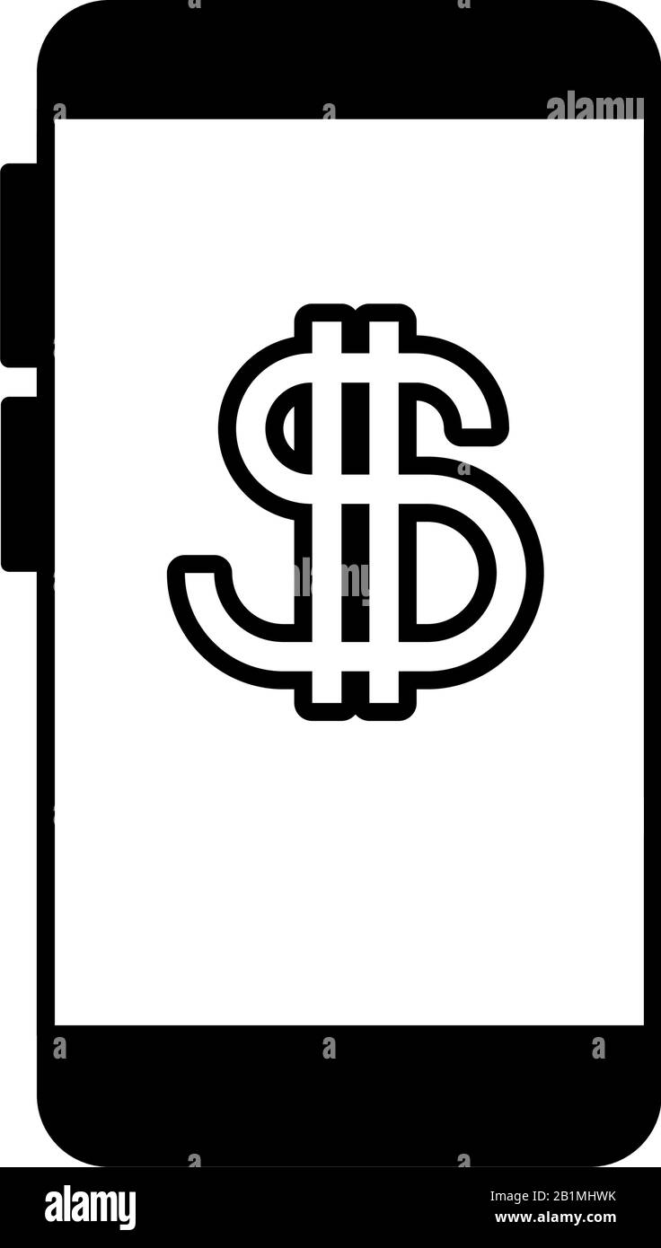 smartphone screen with symbol dollar on white background vector ...