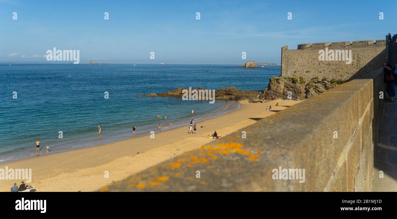 Travel in San Malo architecture streets and castle tourism Stock Photo ...