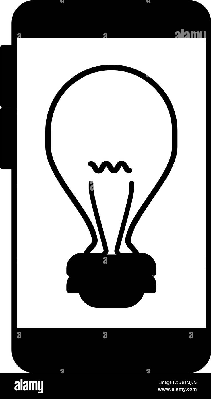 smartphone screen with light bulb on white background vector ...