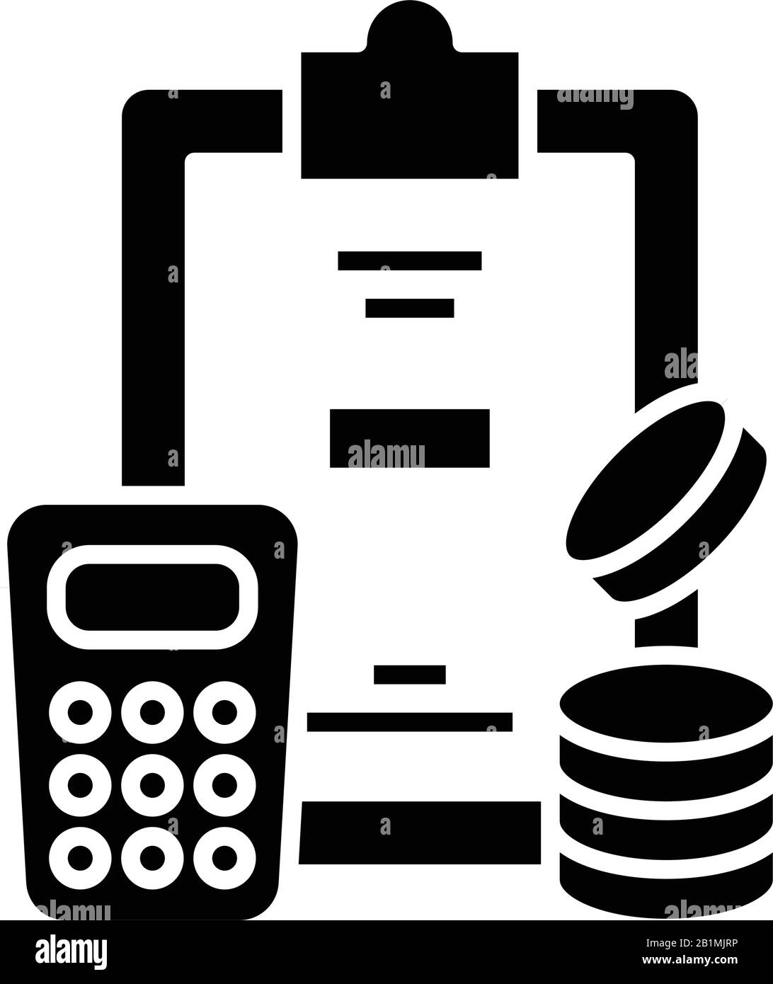 Calculating process black icon, concept illustration, vector flat ...