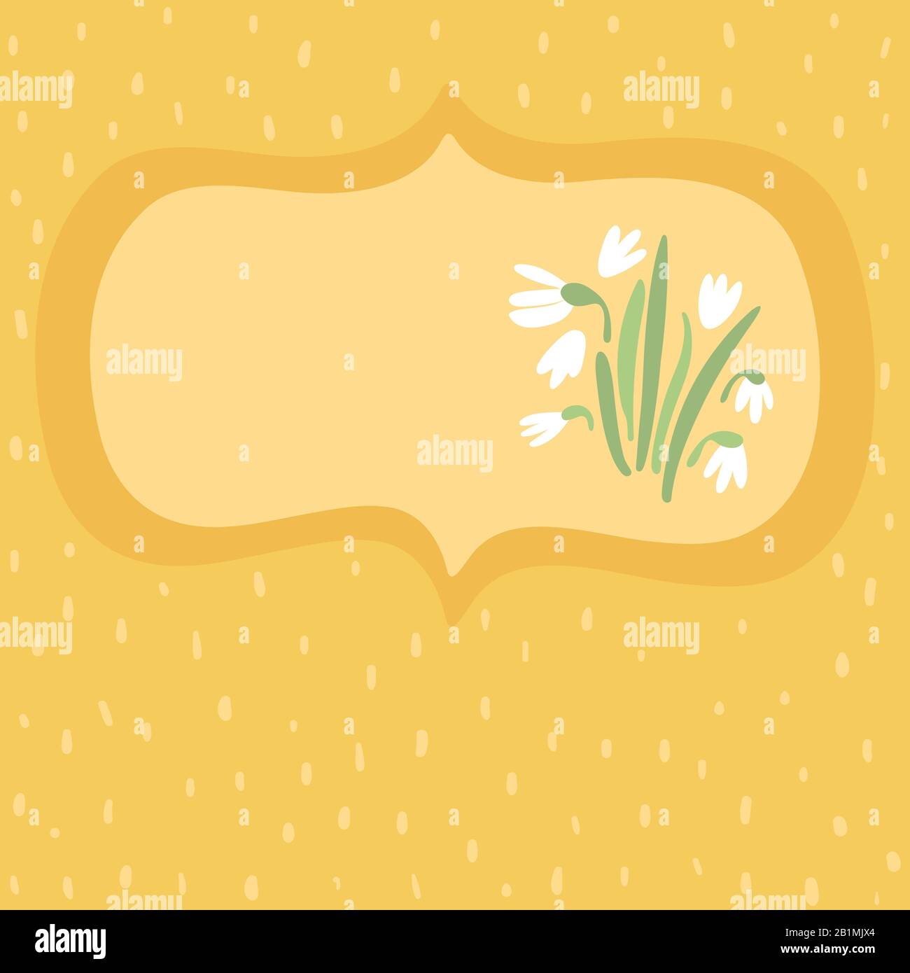 Illustration of a cute crocuses, frame for text with dotted yellow ...