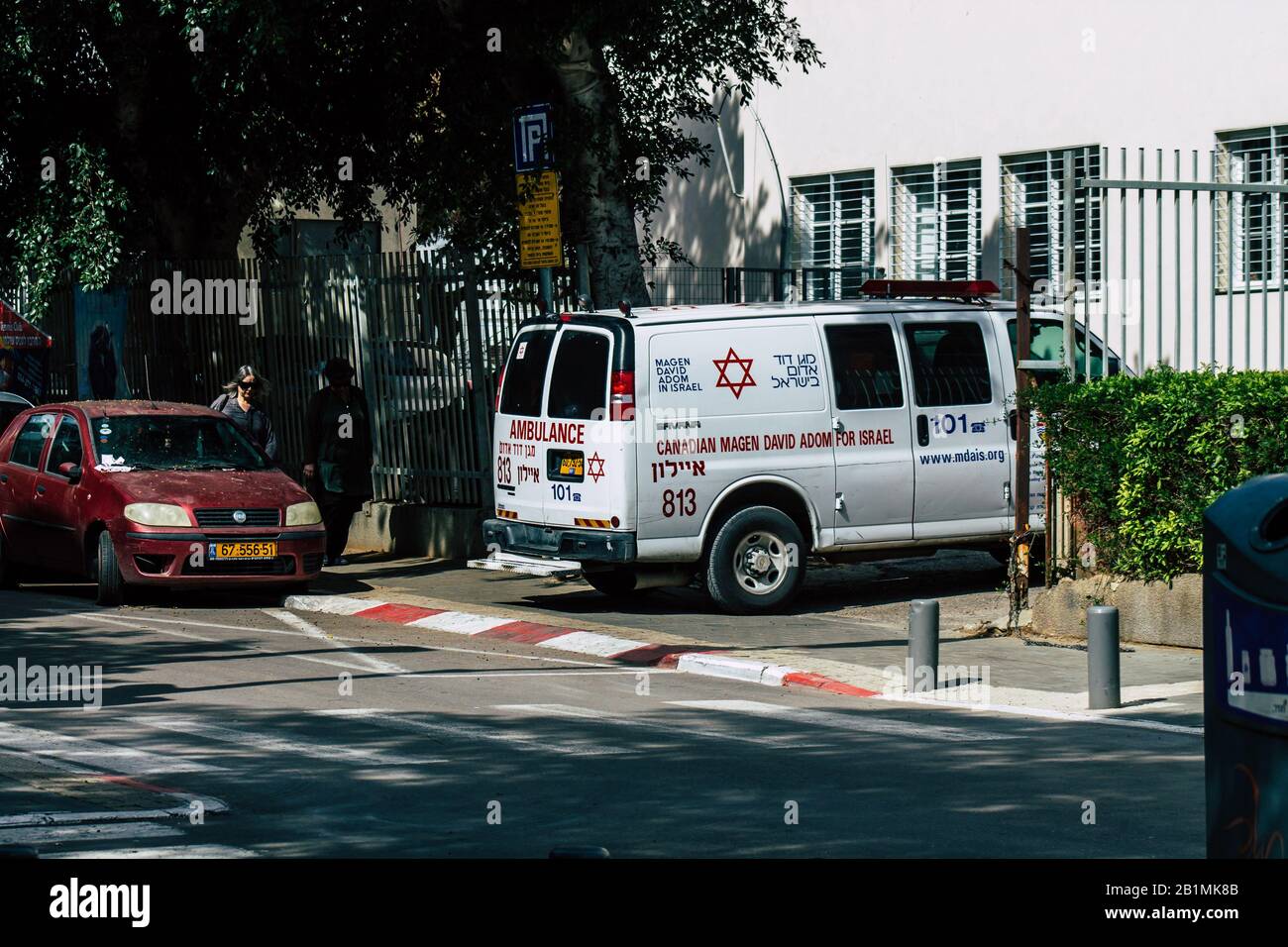 Tel Aviv Israel February 25, 2020 View of a Israeli ambulance rolling ...