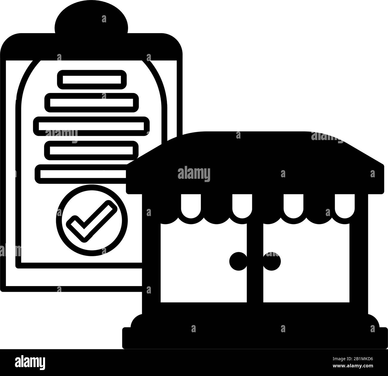 shop front with checklist on white background vector illustration ...