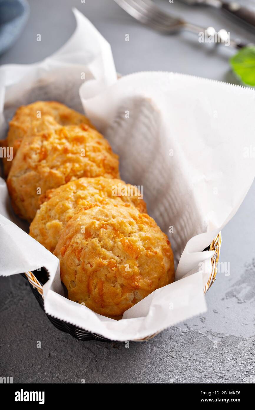 Cheese biscuits in a basket Stock Photo - Alamy