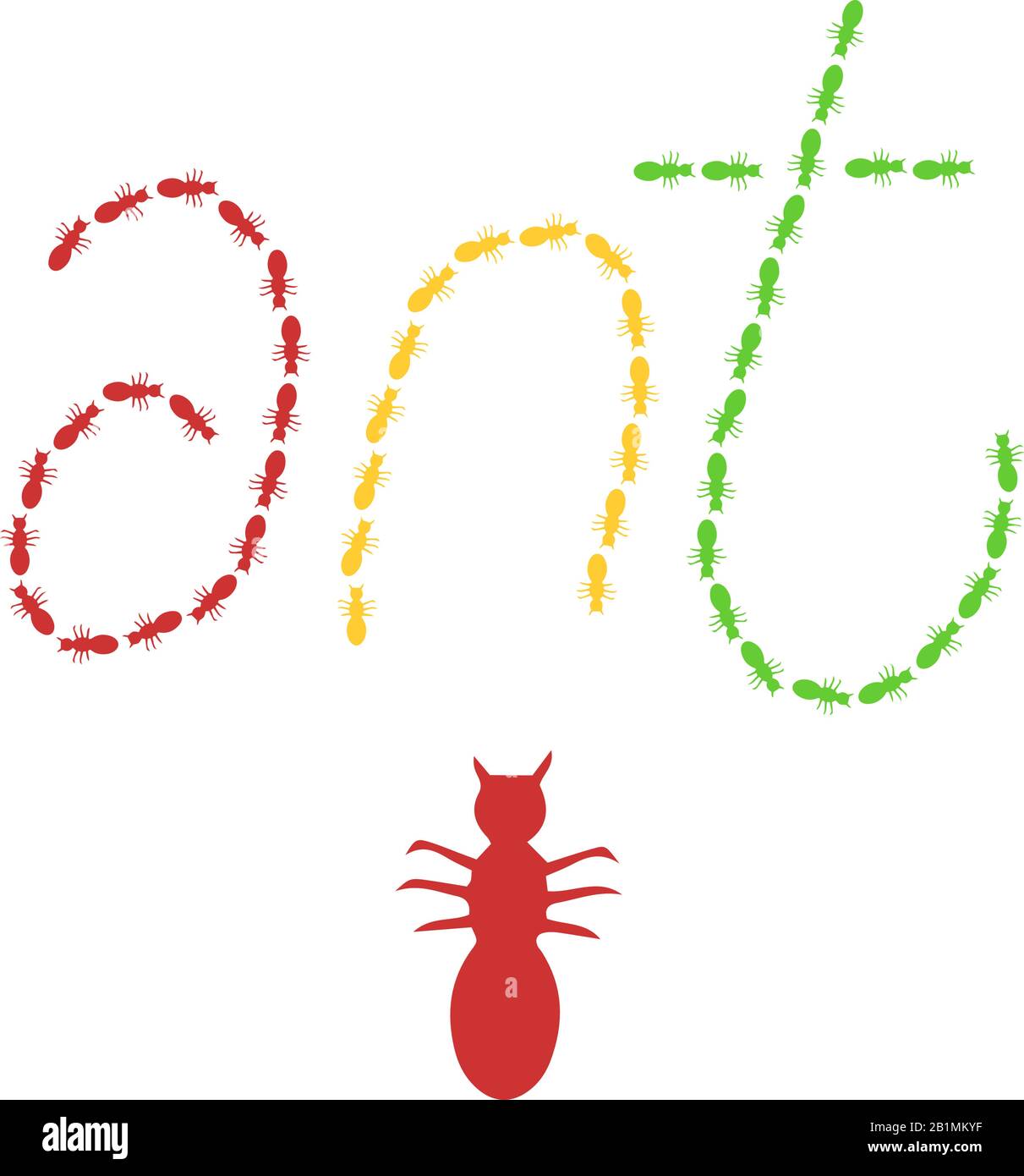 Ink and brush drawn ants, calligraphy. Black and white illustration ...