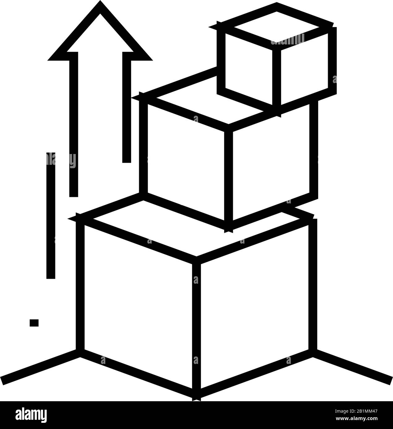Growing boxes line icon, concept sign, outline vector illustration ...