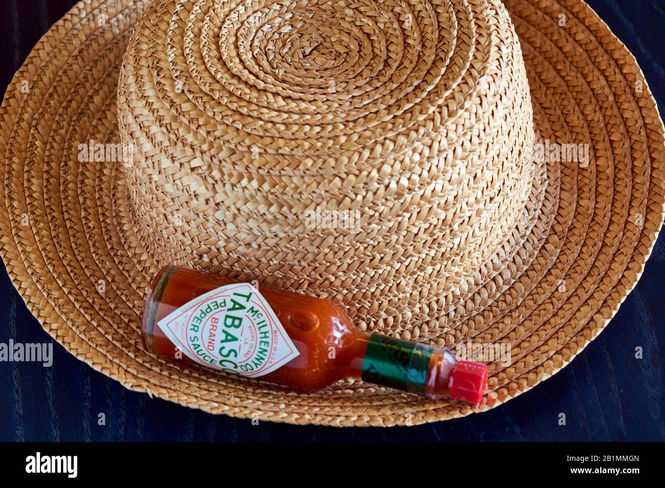 bottle of Tabasco sauce, spicy chilis, bright colors, red, blue Stock ...