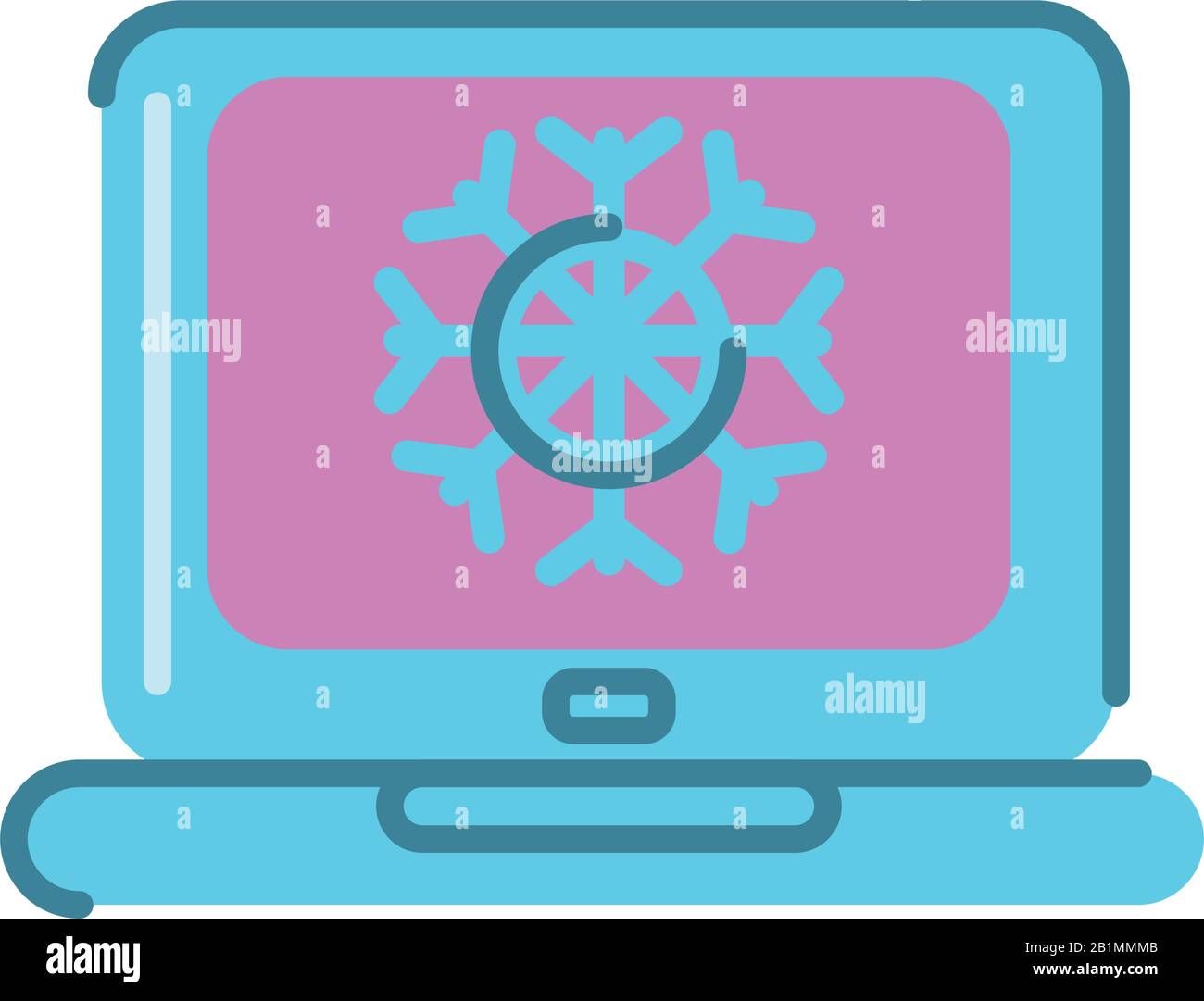 computer with snowflake icon over white background, flat style, vector ...
