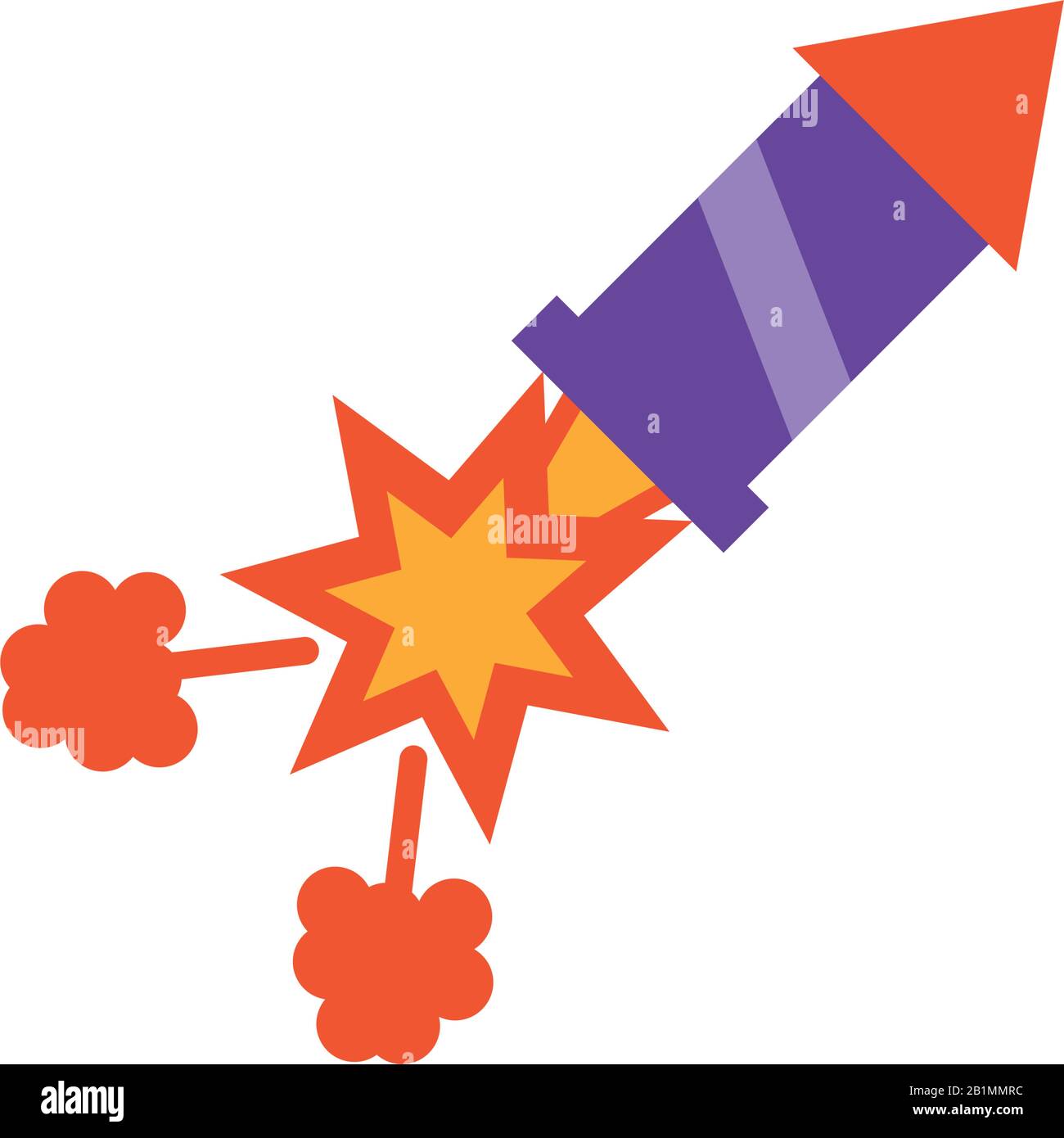 rocket firework over white background, flat style icon, vector ...