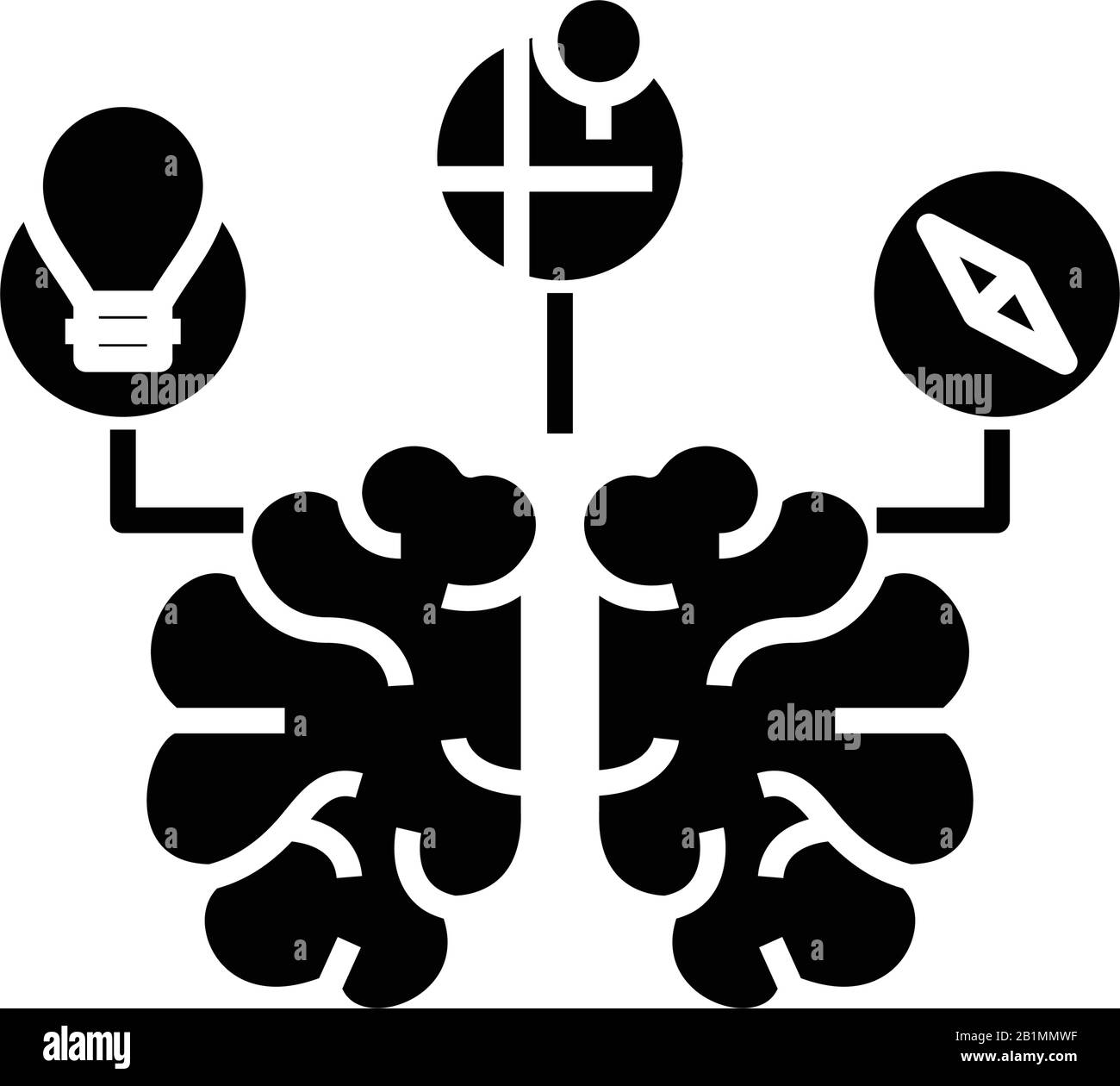 Brain storm black icon, concept illustration, vector flat symbol, glyph ...