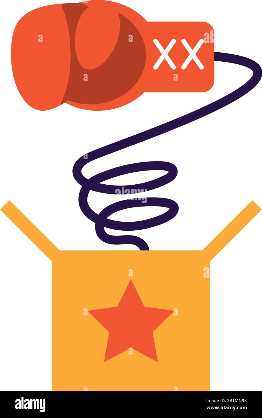 joke box with boxing glove over white background, flat style icon ...