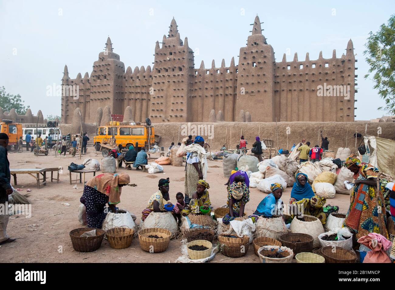 MALI Djenne , market infront of Grand Mosque, built from clay is a ...