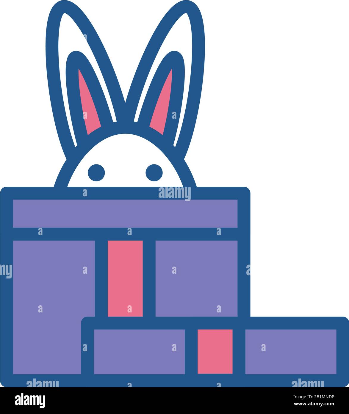 gift box with cute rabbit icon over white background, colorful and line ...