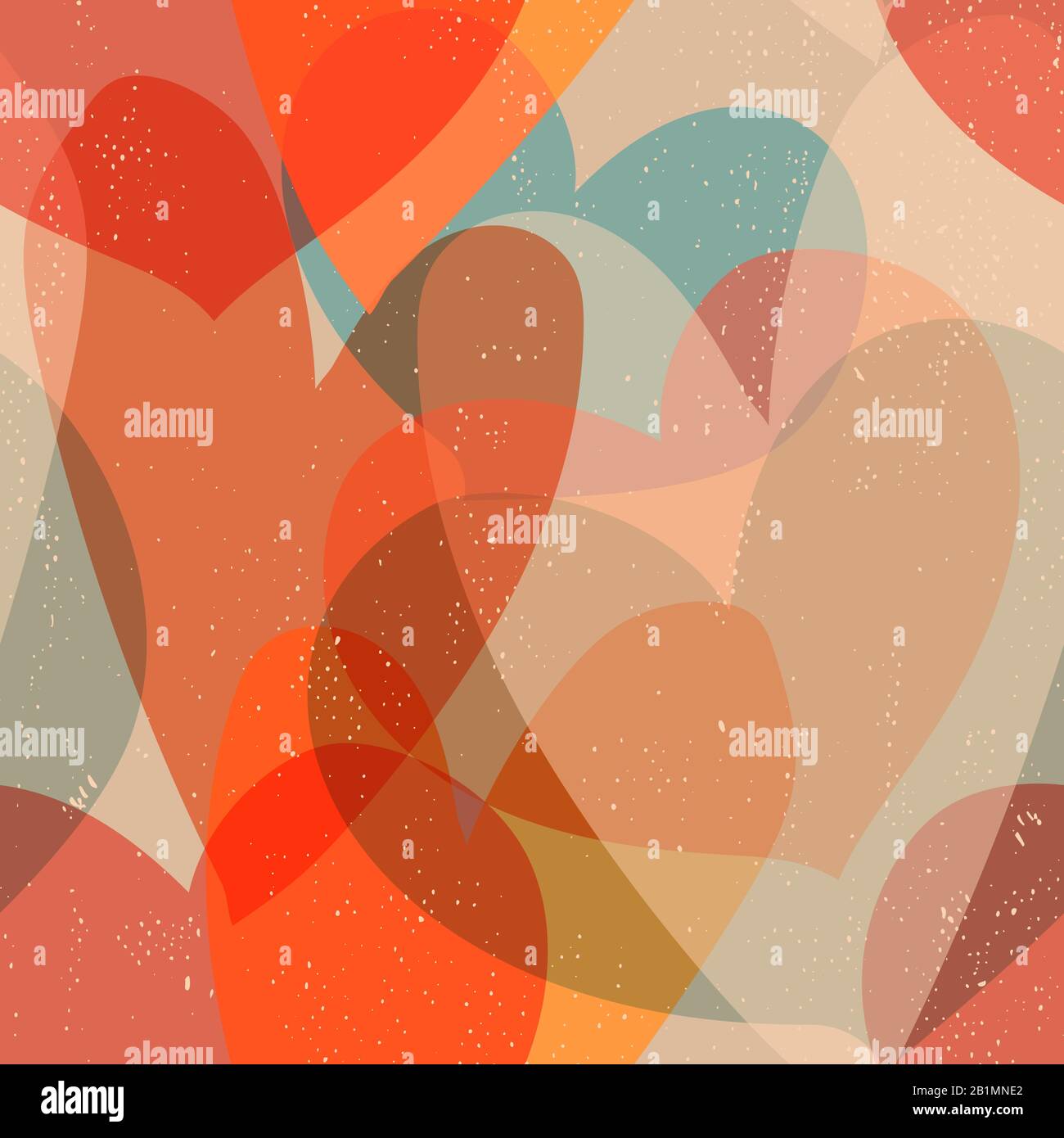 Seamless vintage background with overlapping hearts, warm colors Stock ...