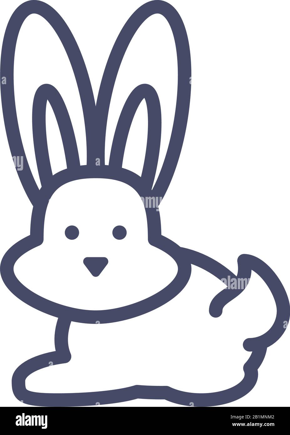 cute rabbit icon over white background, line style, vector illustration ...