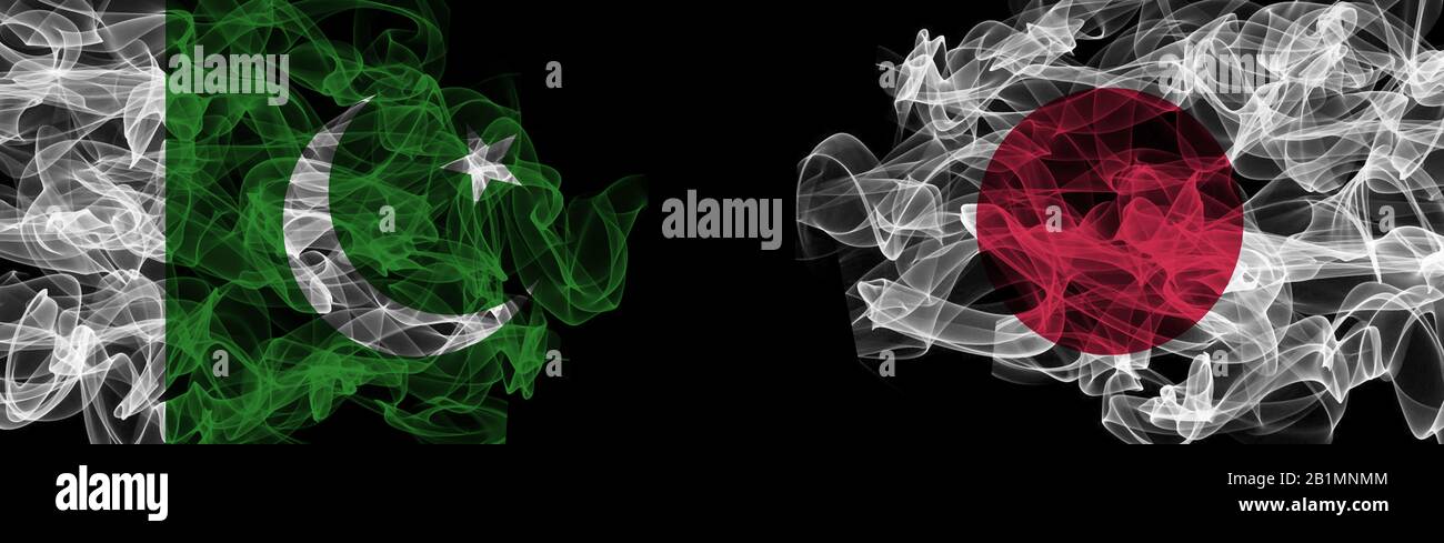 Flags of Pakistan and Japan on Black background, Pakistan vs Japan ...