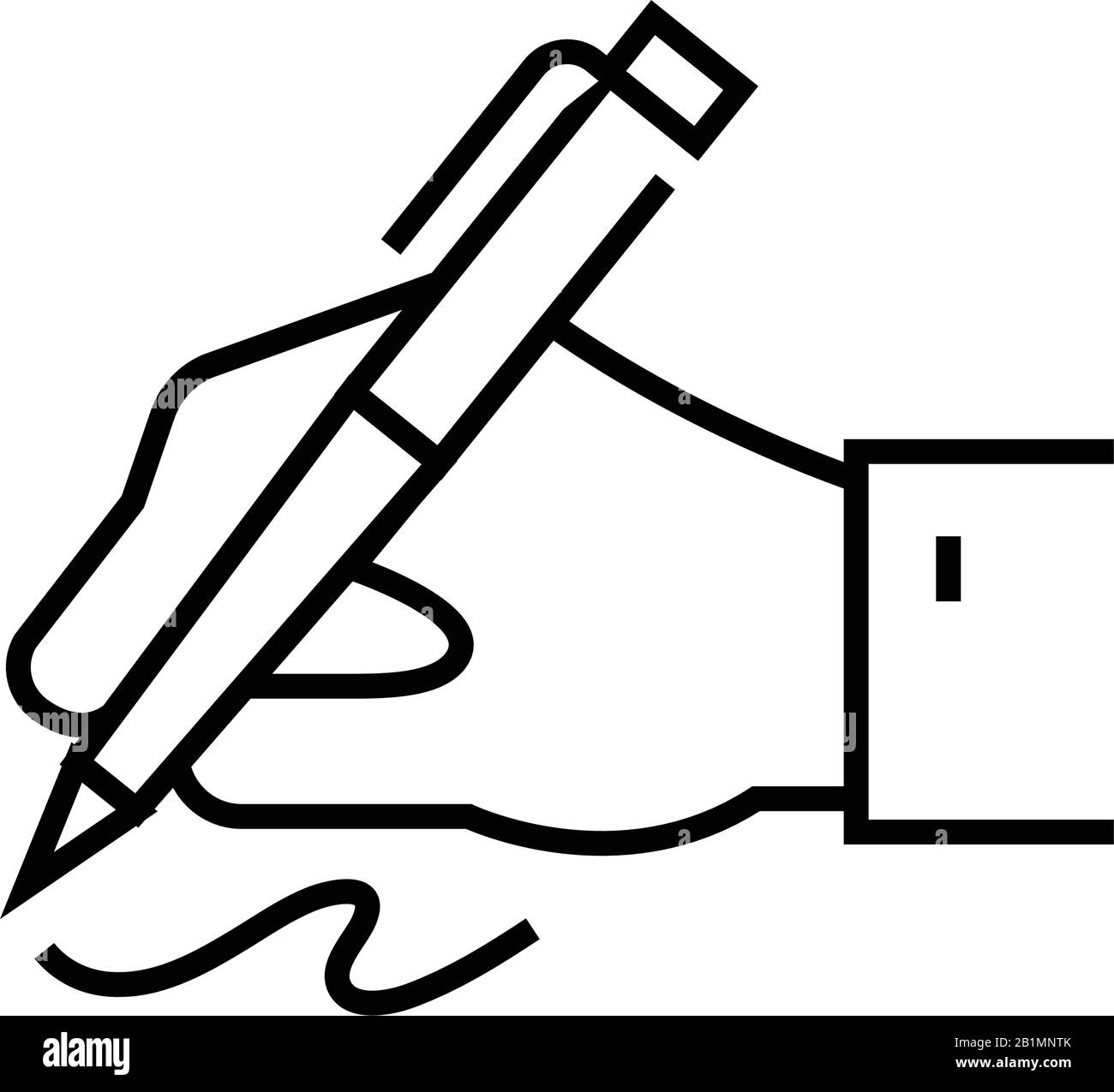 Hand writing line icon, concept sign, outline vector illustration ...