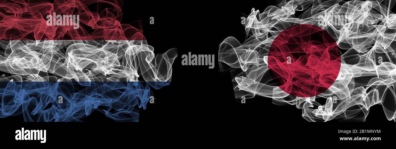 Flags of Netherlands and Japan on Black background, Netherlands vs ...