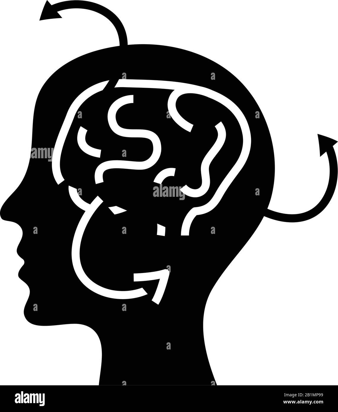Brain activity black icon, concept illustration, vector flat symbol ...