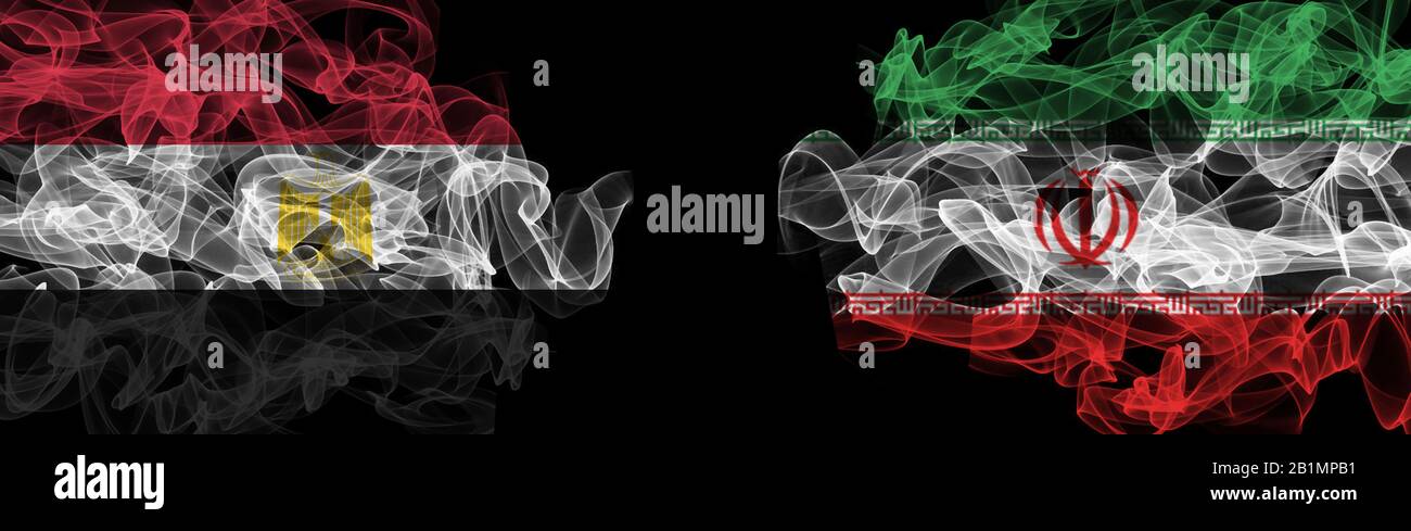 Flags of Egypt and Iran on Black background, Egypt vs Iran Smoke Flags ...