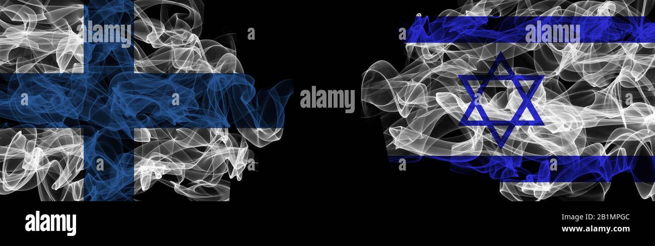Flags of Finland and Israel on Black background, Finland vs Israel ...