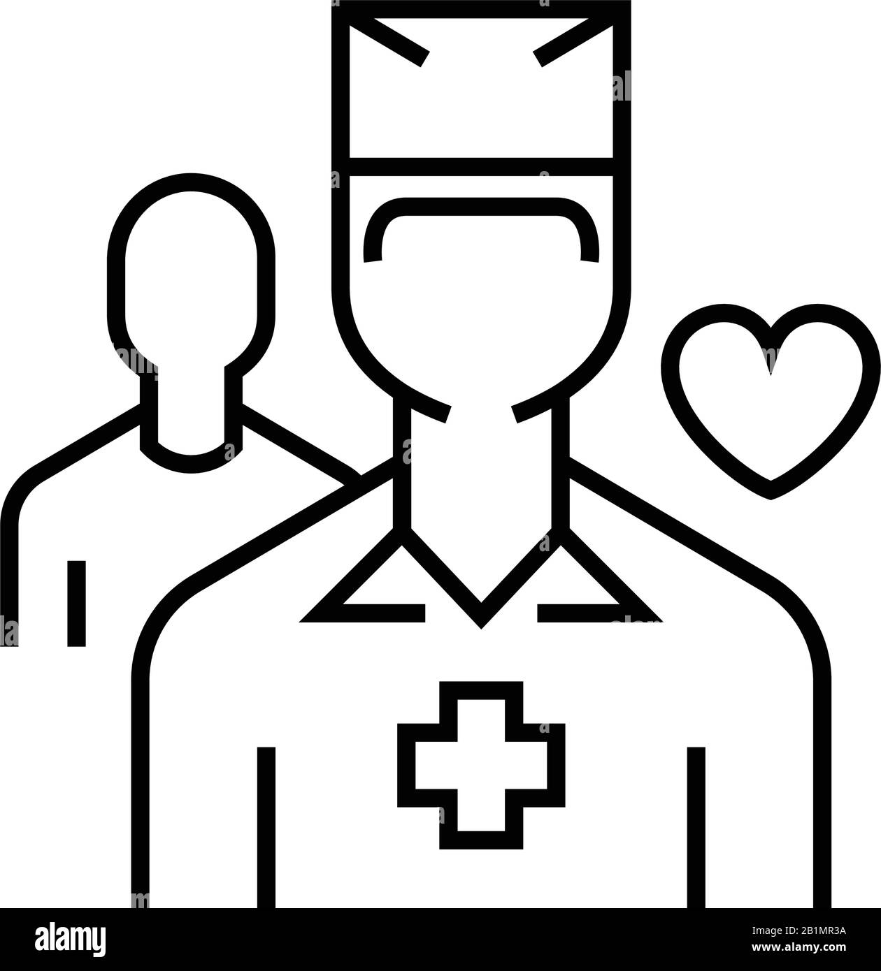 Health worker line icon, concept sign, outline vector illustration ...