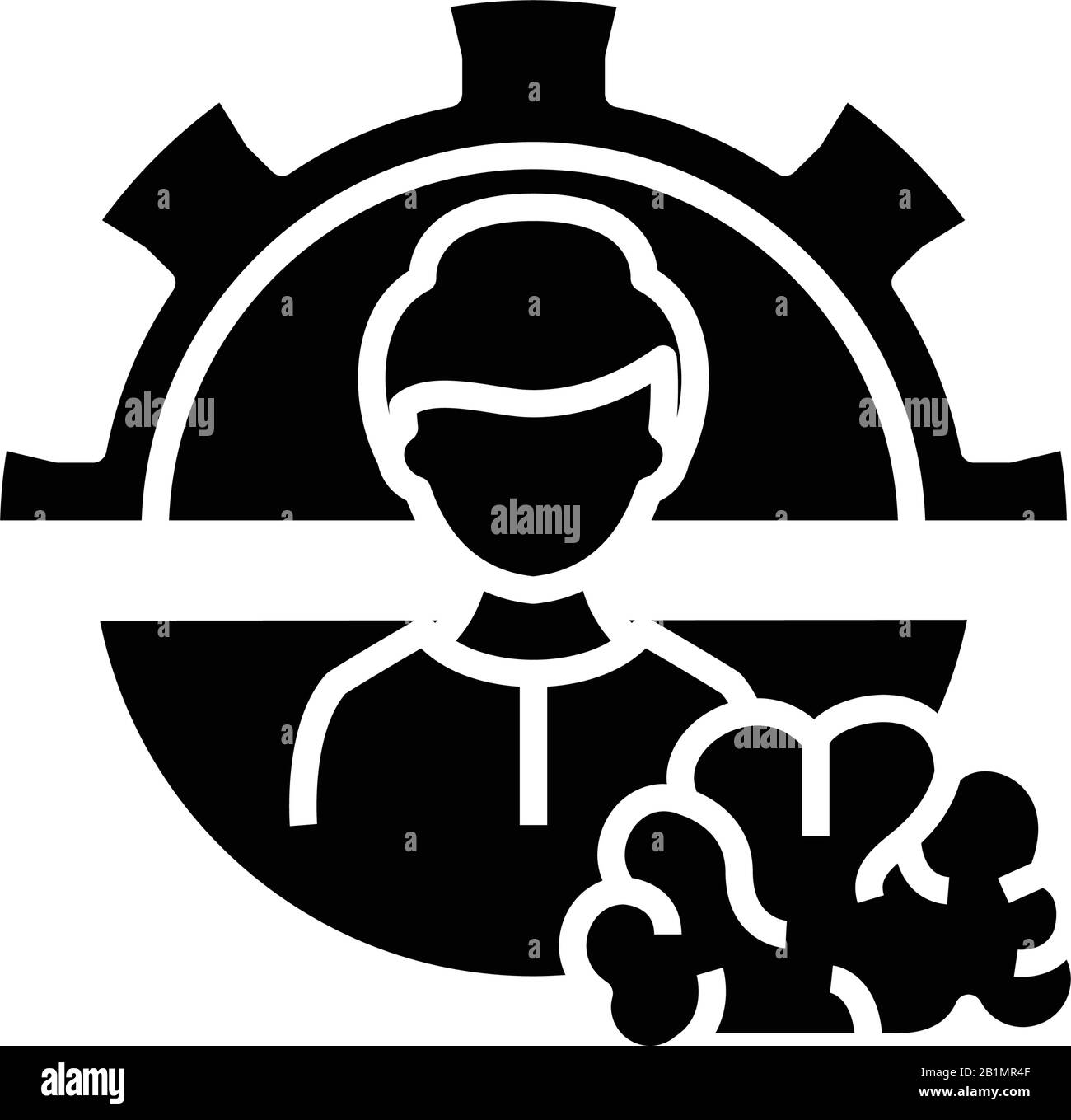 Brain work black icon, concept illustration, vector flat symbol, glyph ...