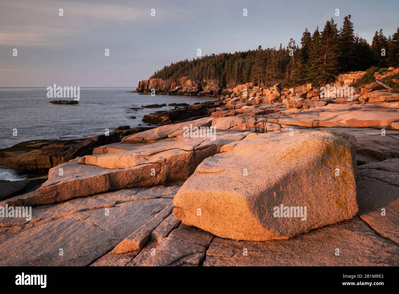 Otter Cliffs at sunrise in Acadia National Park in Maine Stock Photo ...