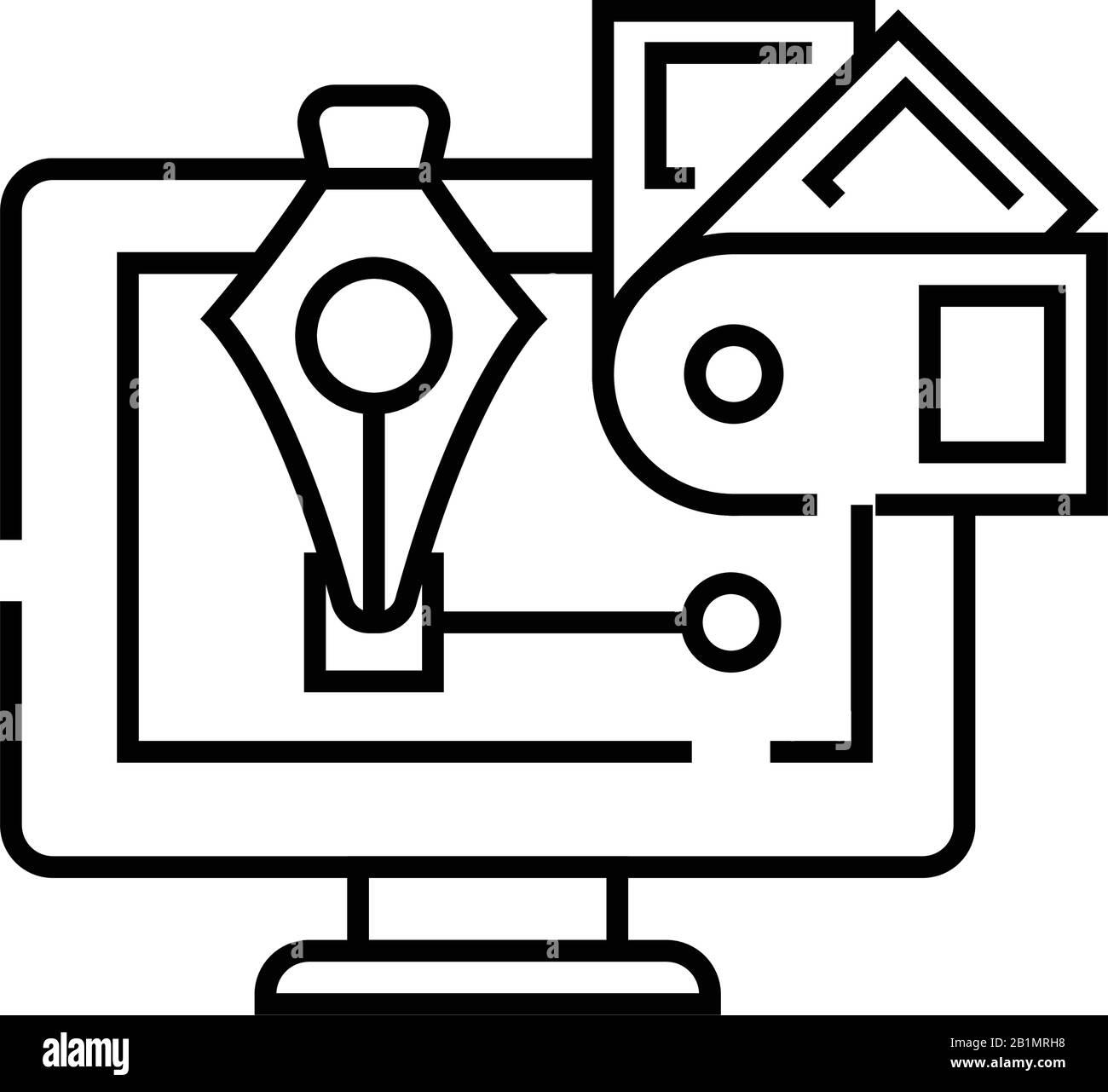 Graphic design line icon, concept sign, outline vector illustration ...