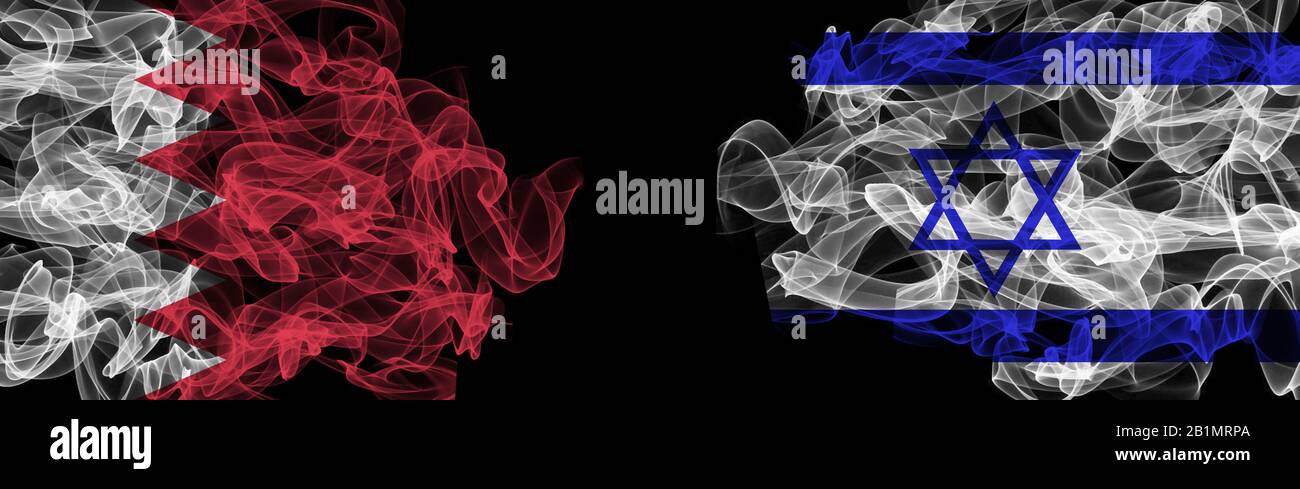 Flags of Bahrain and Israel on Black background, Bahrain vs Israel ...