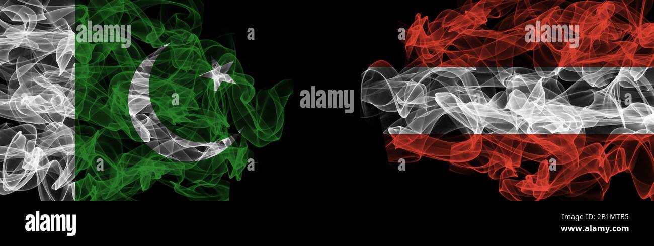Flags of Pakistan and Austria on Black background, Pakistan vs Austria ...