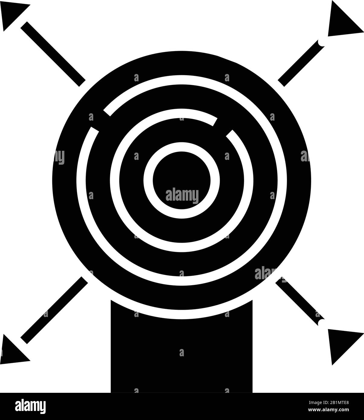 Center aim black icon, concept illustration, vector flat symbol, glyph ...