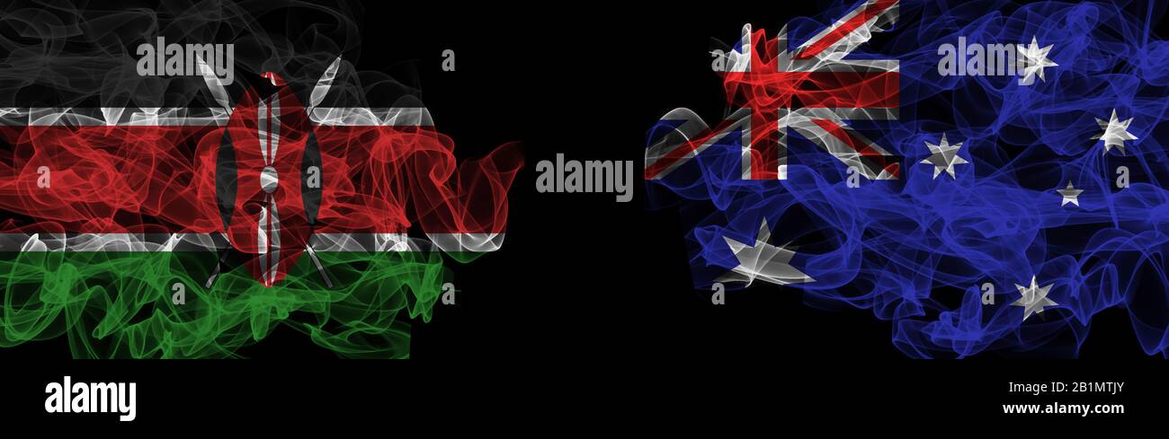 Flags of Kenya and Australia on Black background, Kenya vs Australia ...