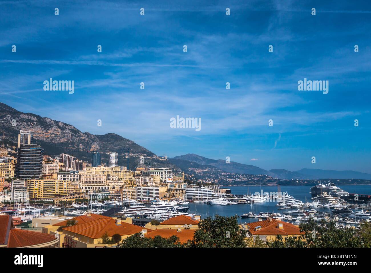 Yacht harbor of Monaco in the Mediterranean Sea in summer. Royalty free ...